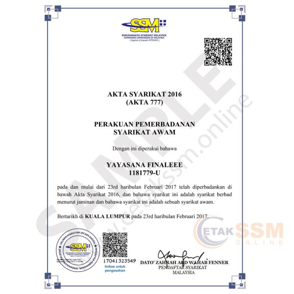 Cetak Borang 44 (Butir-Butir Alamat Didaftar) dengan CTC